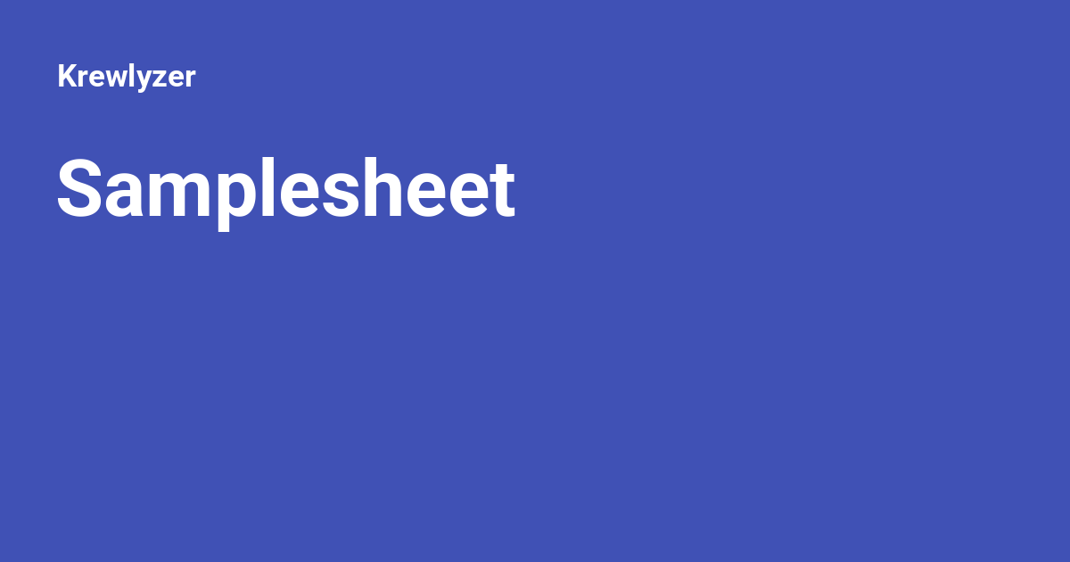 Samplesheet - Krewlyzer